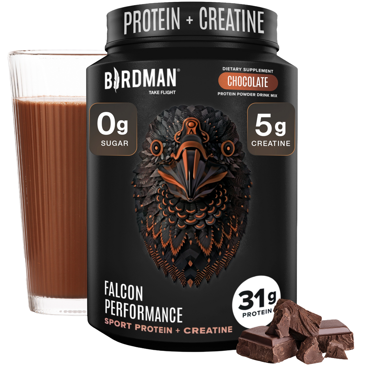 Falcon Performance Sport Protein Powder with Creatine - Chocolate Flav ...